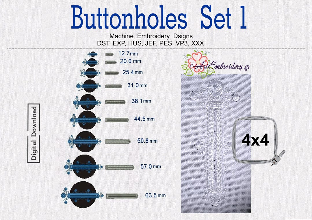 Buttonholes Set 1- Machine Embroidery Designs Set - Etsy