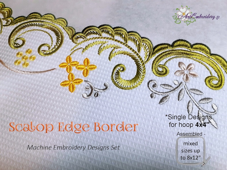 Scallop Edge Border Machine Embroidery Design: 4x4 to 8x12" Hoops - Etsy