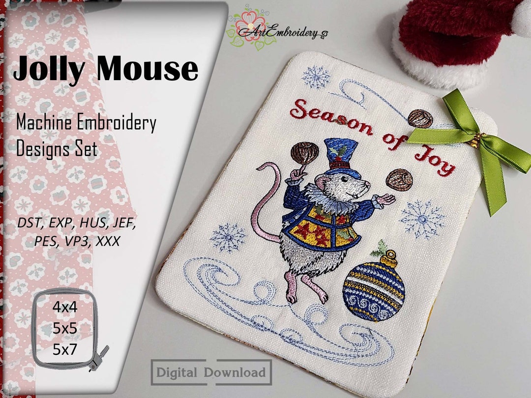 Jolly Mouse Christmas Embroidery Designs: Nut-juggling Mouse (ITH Card ...