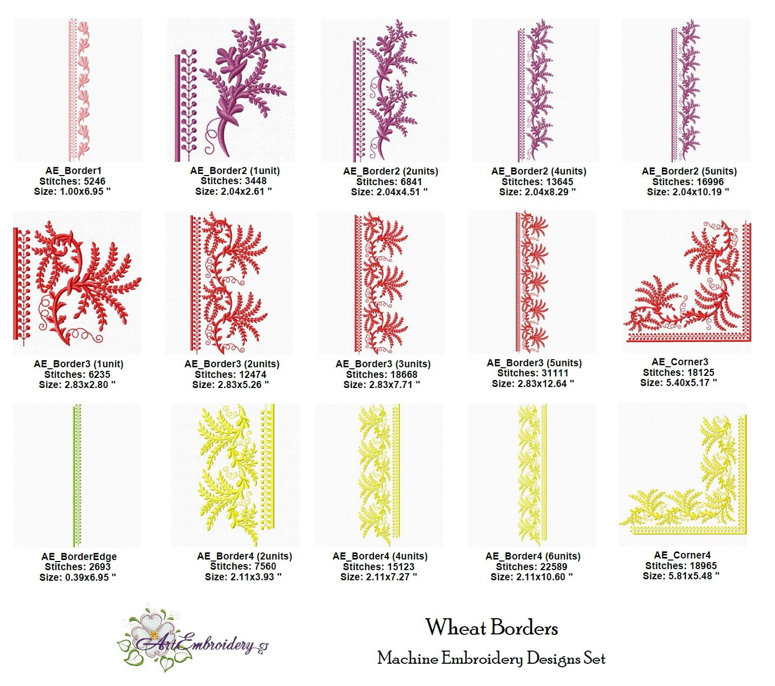 Wheat Borders - Machine Embroidery Designs Set - Etsy