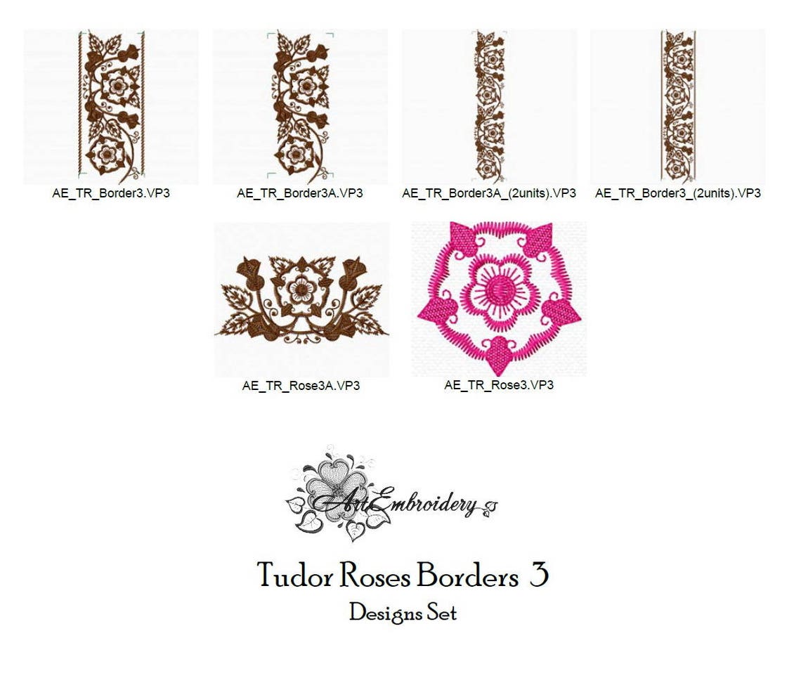 Tudor Roses Border Set 3 Machine Embroidery Designs - Etsy