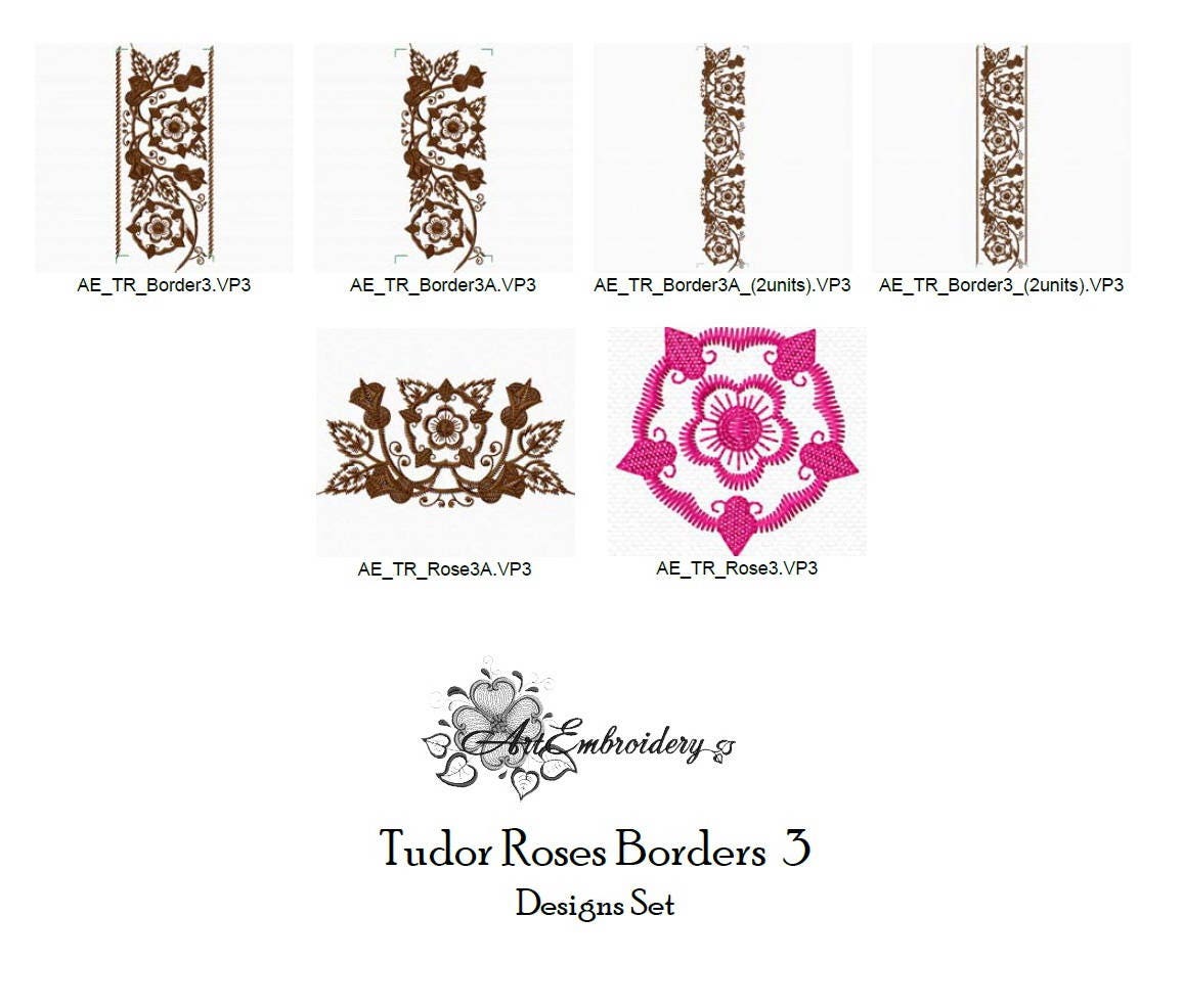 Tudor Roses Border Set 3 - Machine Embroidery Designs - Etsy