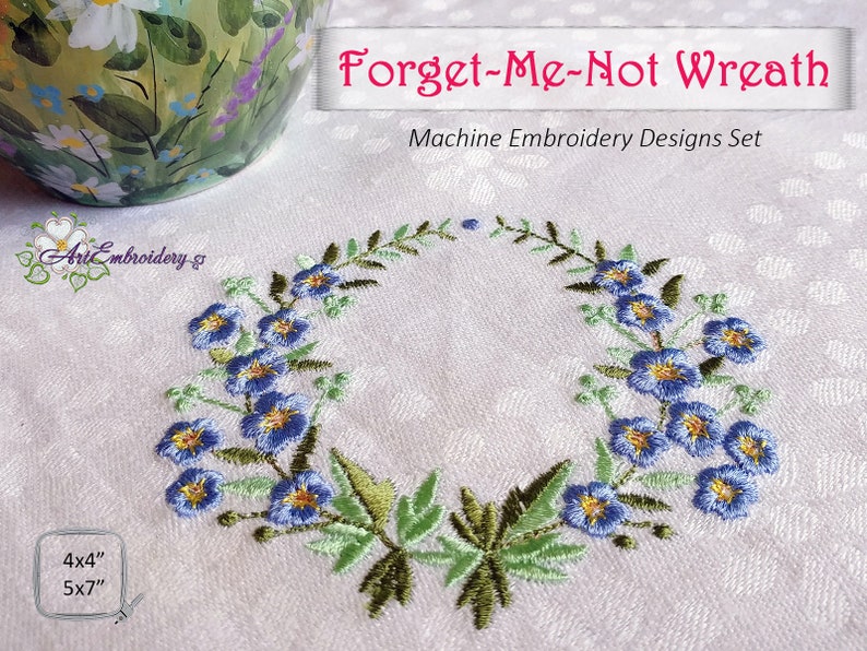 Forget-me-not Wreath Machine Embroidery Designs Set in Two Sizes for ...