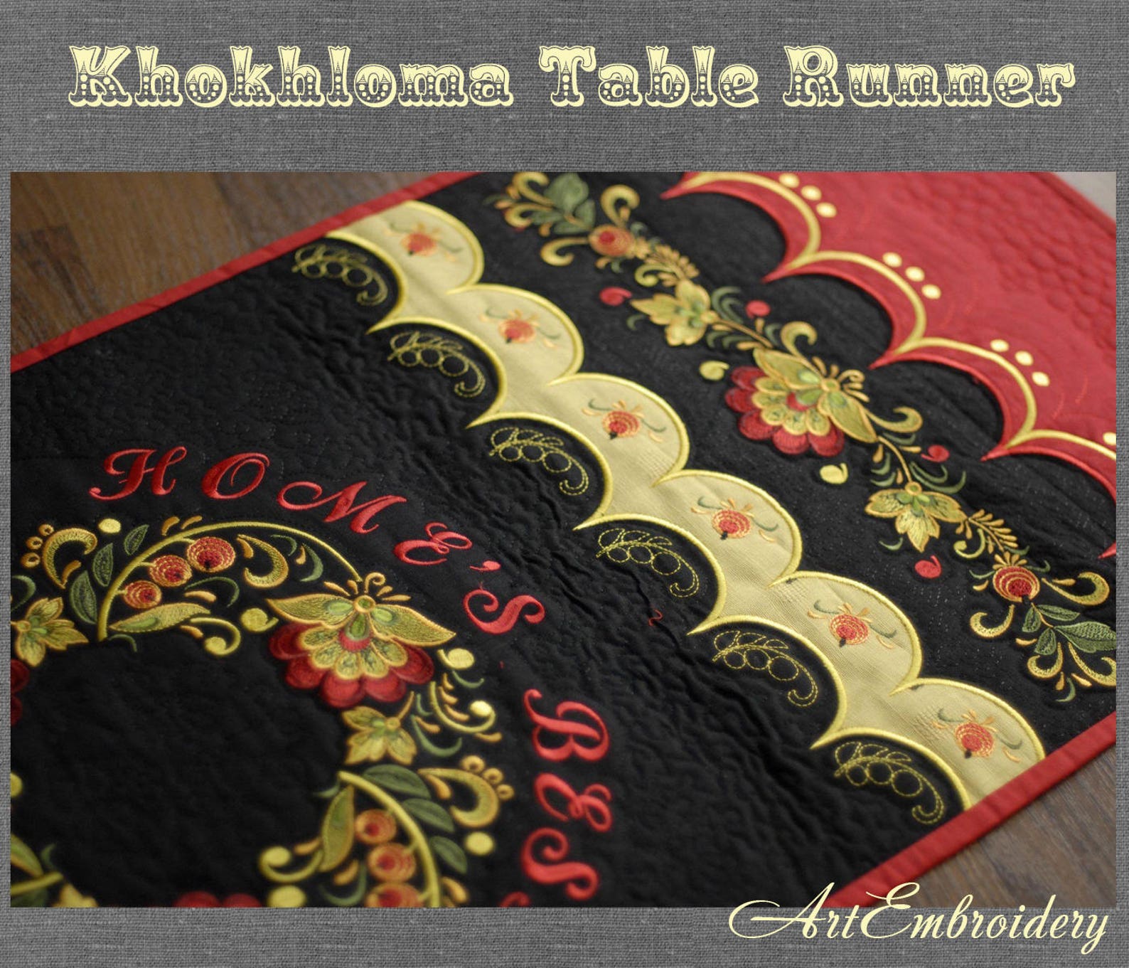 Khokhloma Table Runner-machine Embroidery Design Set for Hoop 8x12 With ...