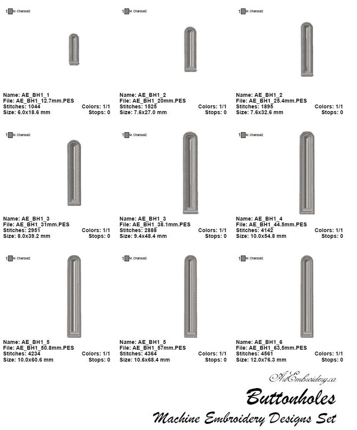 Buttonholes Set 1 Machine Embroidery Designs Set - Etsy Canada