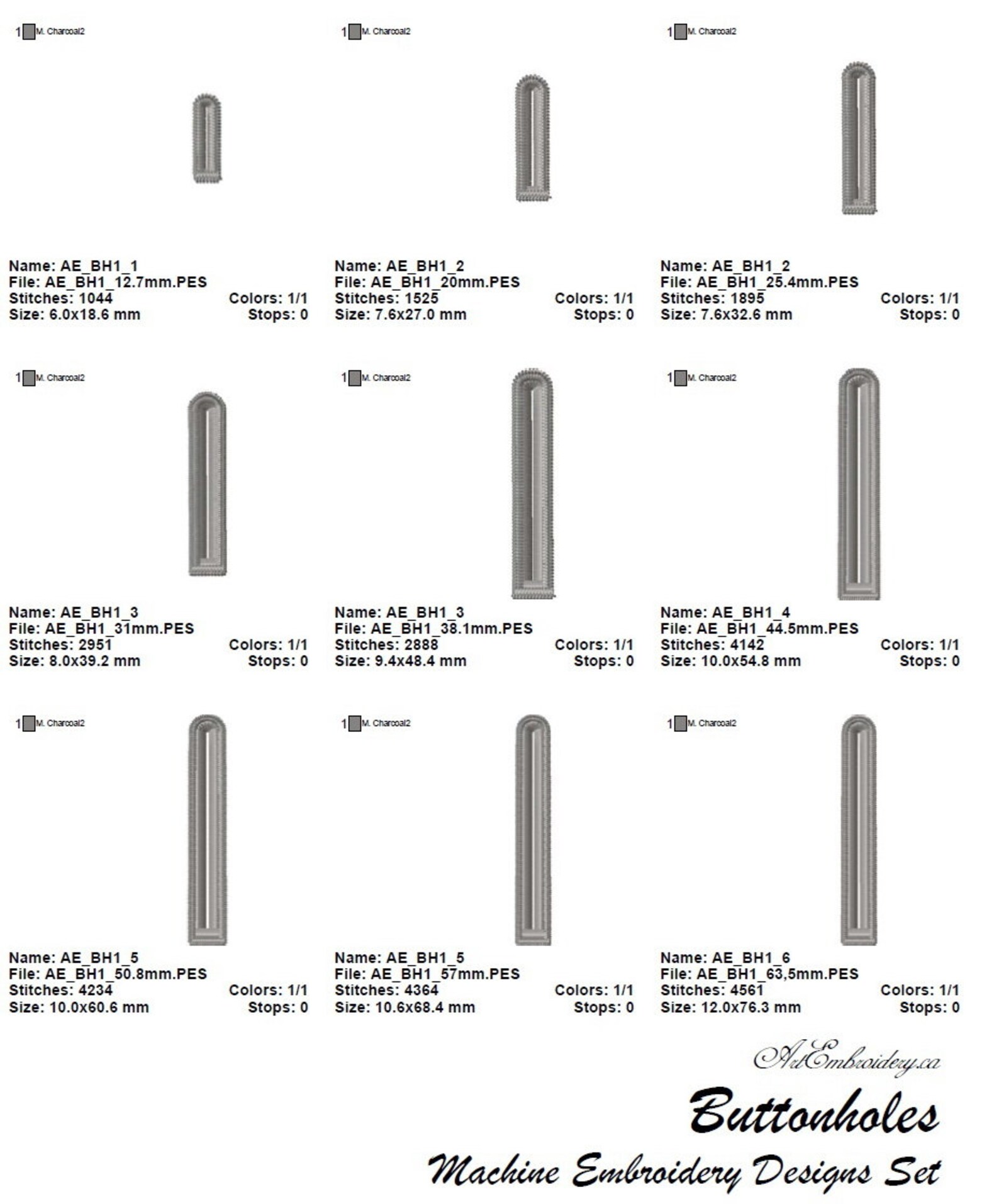 Buttonholes Set 1 Machine Embroidery Designs Set - Etsy Canada