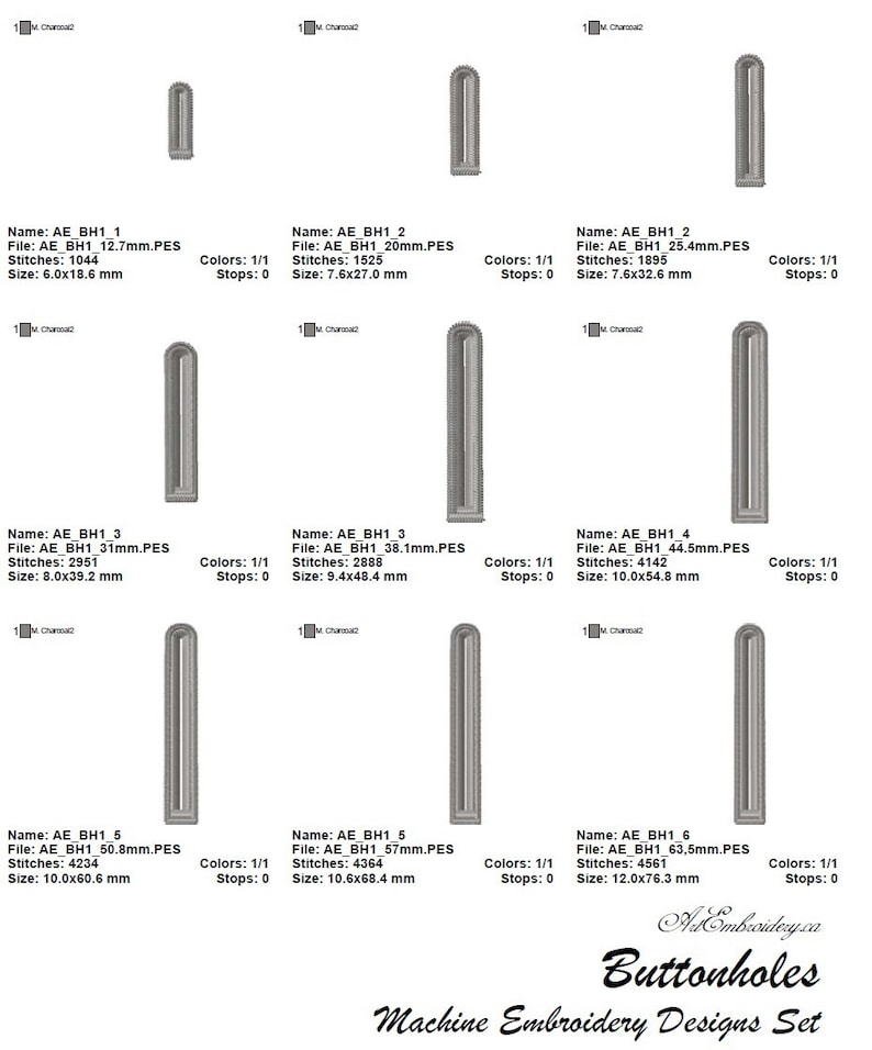 Buttonholes Set 1 Machine Embroidery Designs Set - Etsy Canada