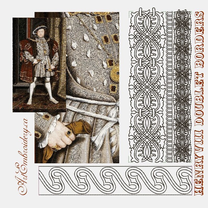 Henry VIII Doublet Borders: Renaissance Embroidery Designs (5x7 to 8x12 ...