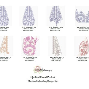 Quilted Floral Pocket Machine Embroidery Design (6x8 to 9x14" Hoops) - Etsy