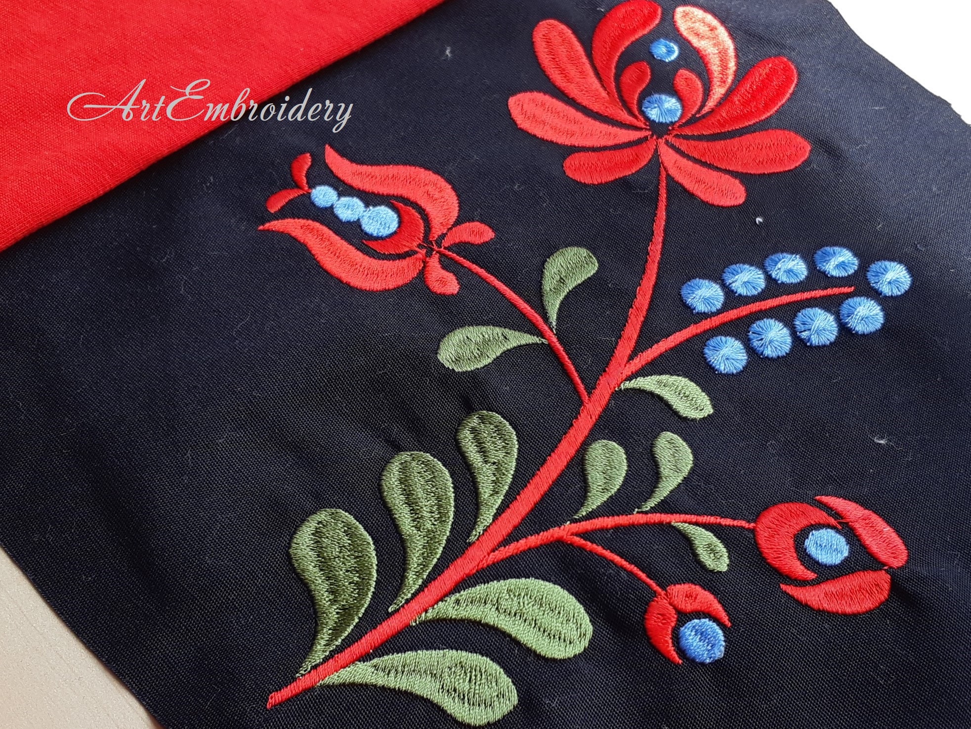 Hungarian Traditional Folk Embroidery Flowers Border Machine - Etsy