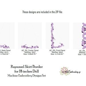 Rapunzel Doll Skirt Embroidery Designs: Scroll Border Set (digital ...