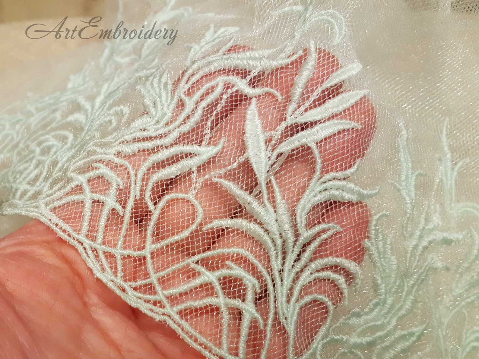 Illusion Leaves Tulle Borders - Machine Embroidery Designs Set in 2 ...