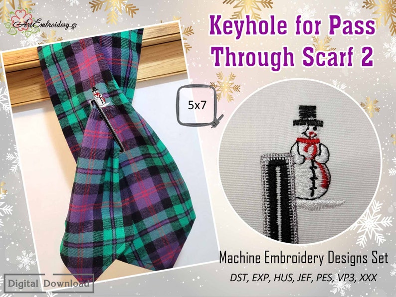 Keyhole Scarf Machine Embroidery Designs: Christmas Set (5x7" Hoop ...