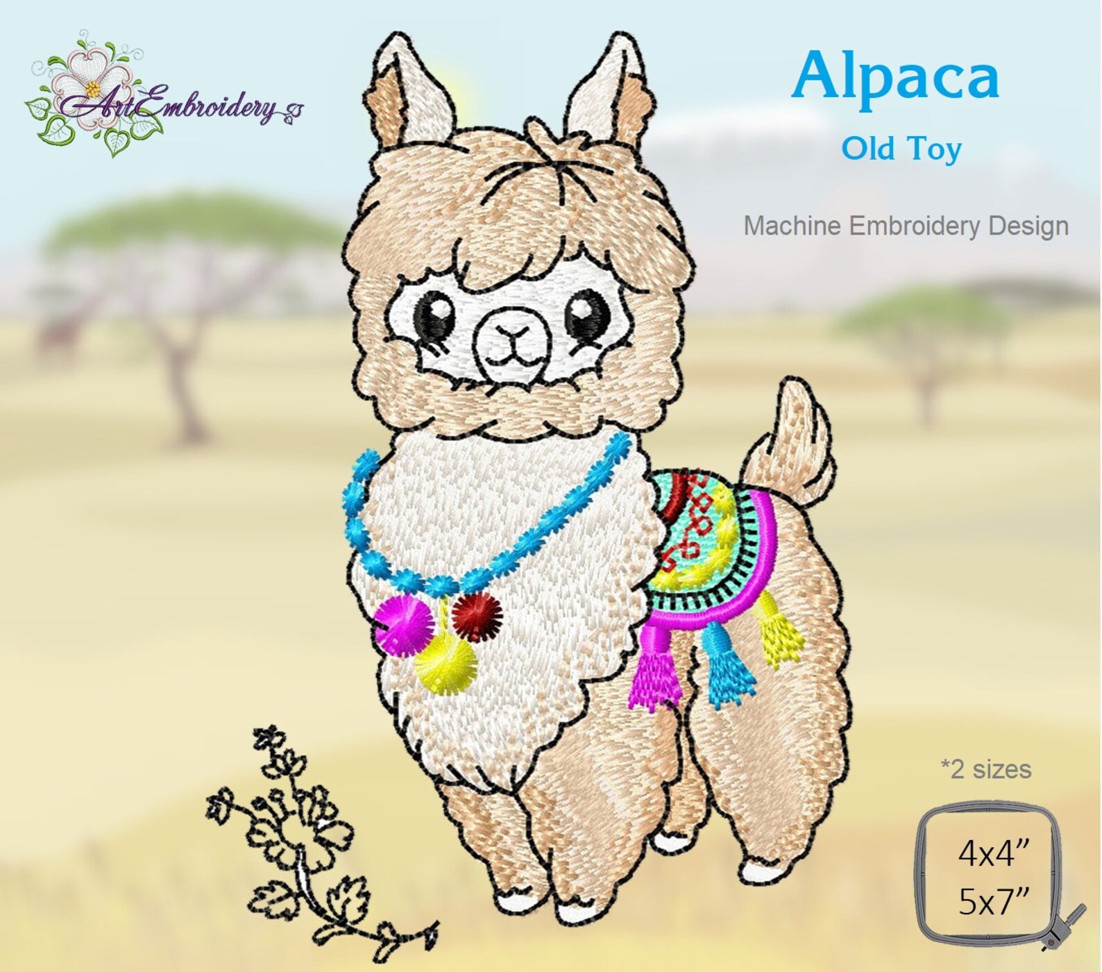 Alpaca Machine Embroidery Design for a Babies and Children of a Series ...