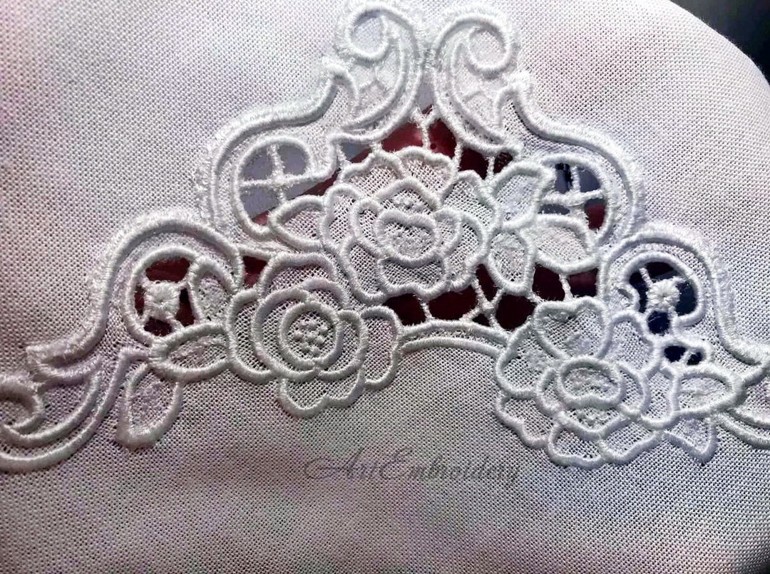 Kept Floral Cutwork - Machine Embroidery Designs, Corner & Insert ...