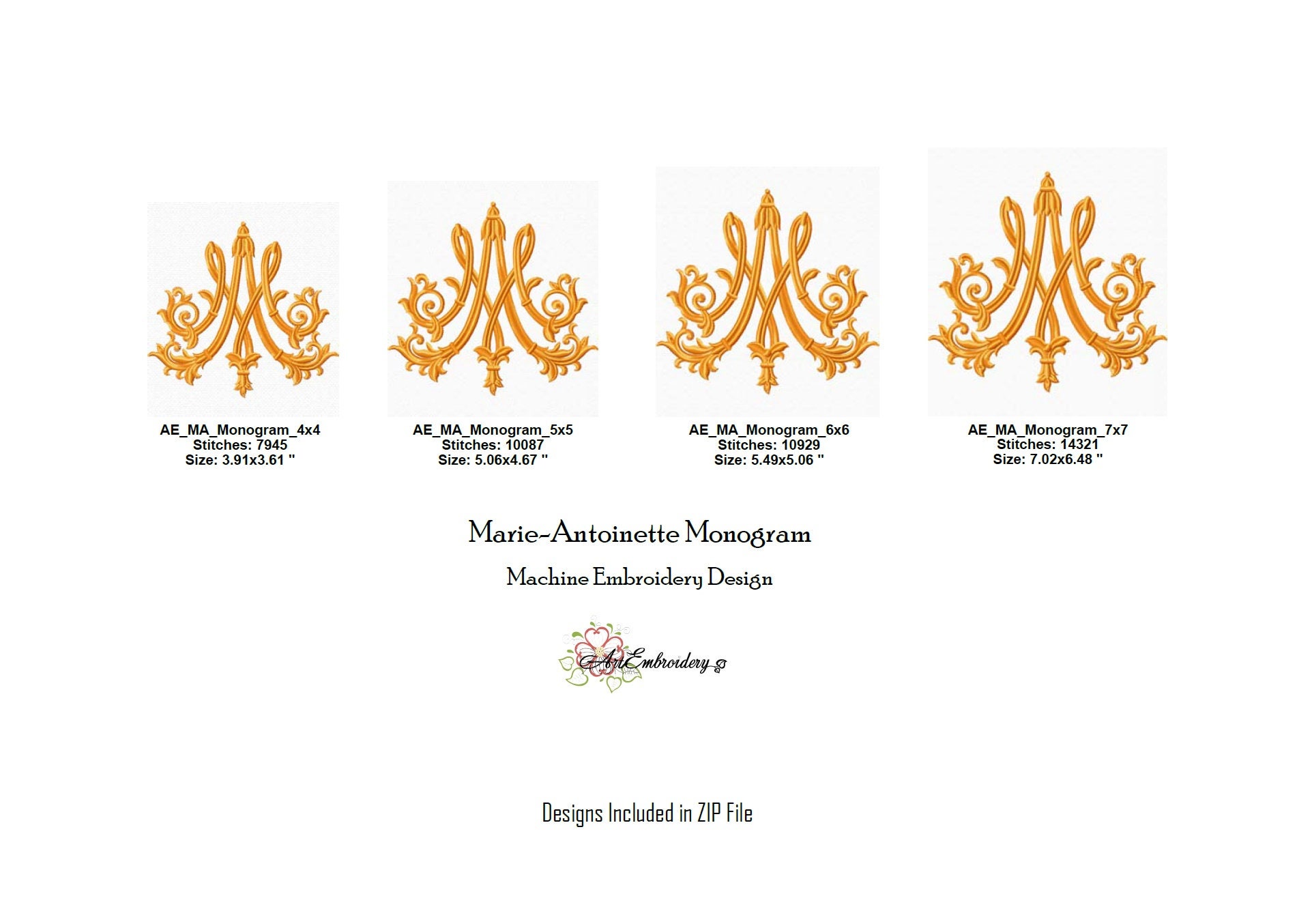 Marie Antoinette Monogram Machine Embroidery Design of MA - Etsy Australia