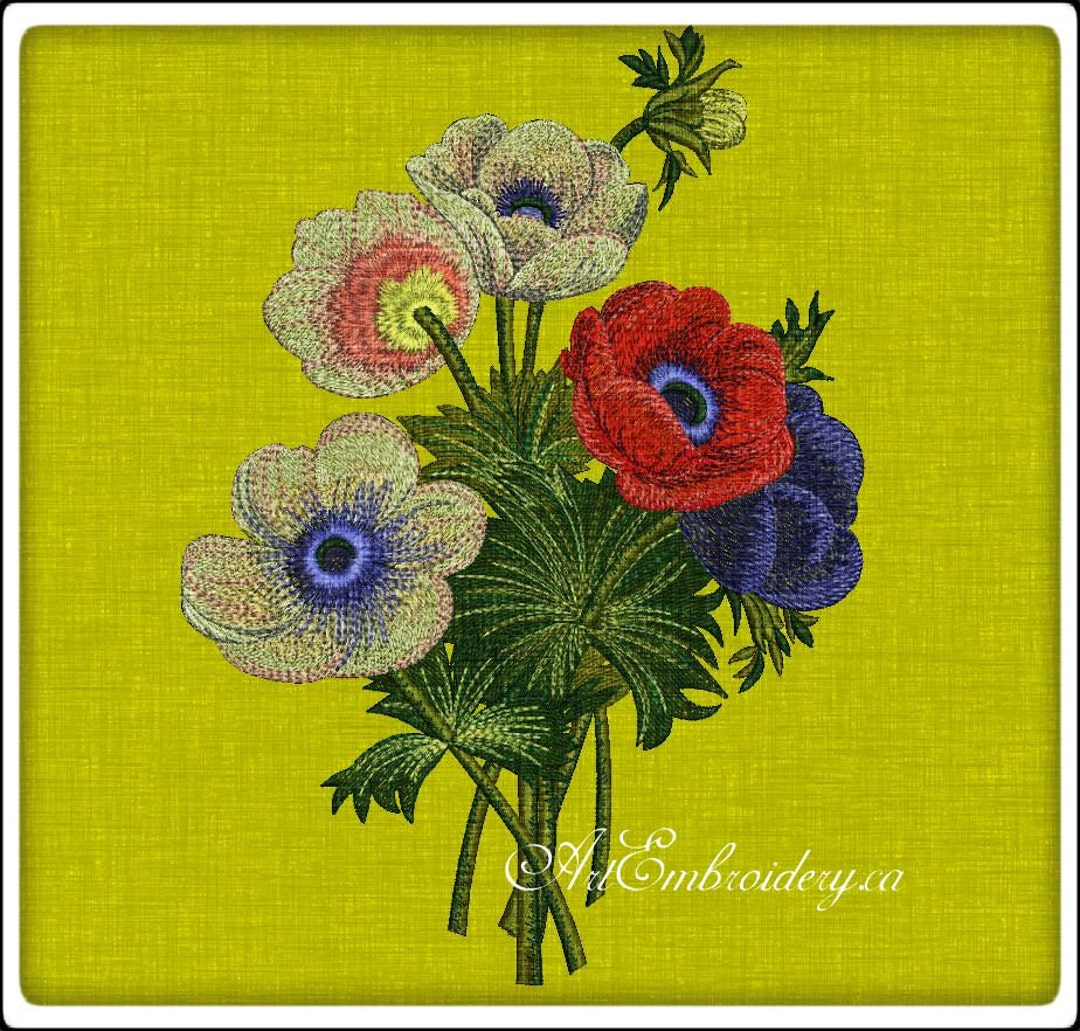 Anemones Bouquet and Single Flowers - Machine Embroidery Designs for ...