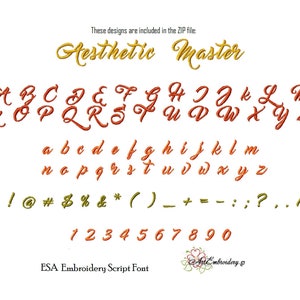 Aesthetic Master - ESA Embroidery Script Font for Your Wilcom E3, E4 ...