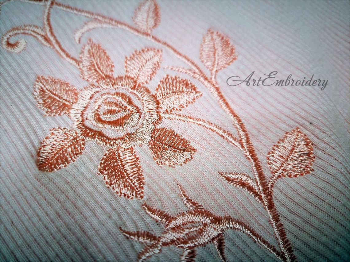 One Color Roses Border Machine Embroidery Designs Set for | Etsy