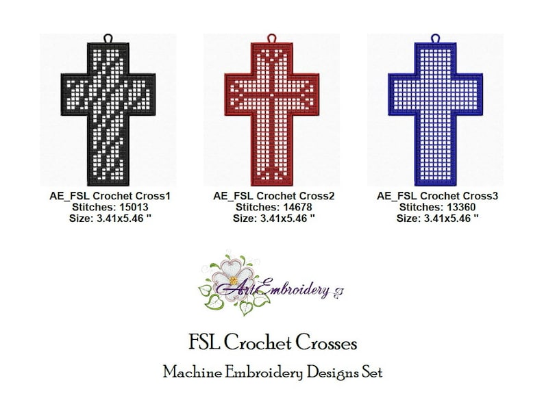 FSL Crochet Crosses Machine Embroidery Freestanding Lace | Etsy