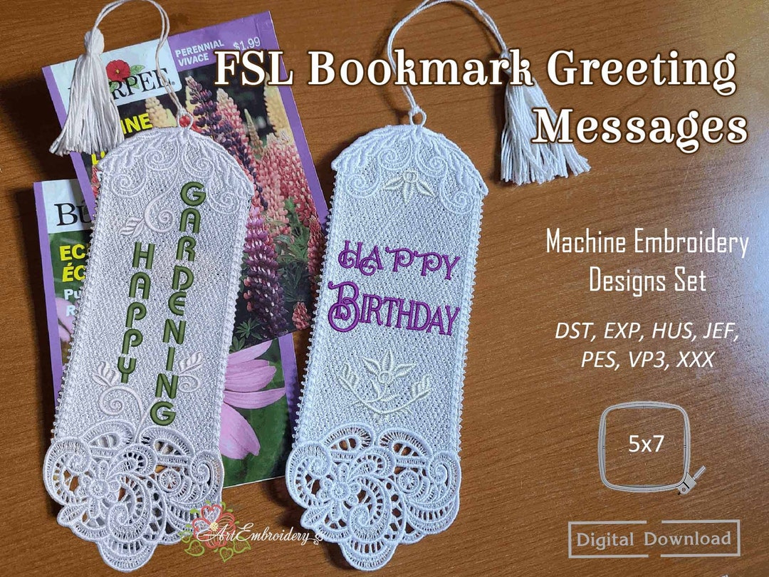 FSL Bookmark Machine Embroidery Designs: Greeting Messages (5x7" Hoop ...