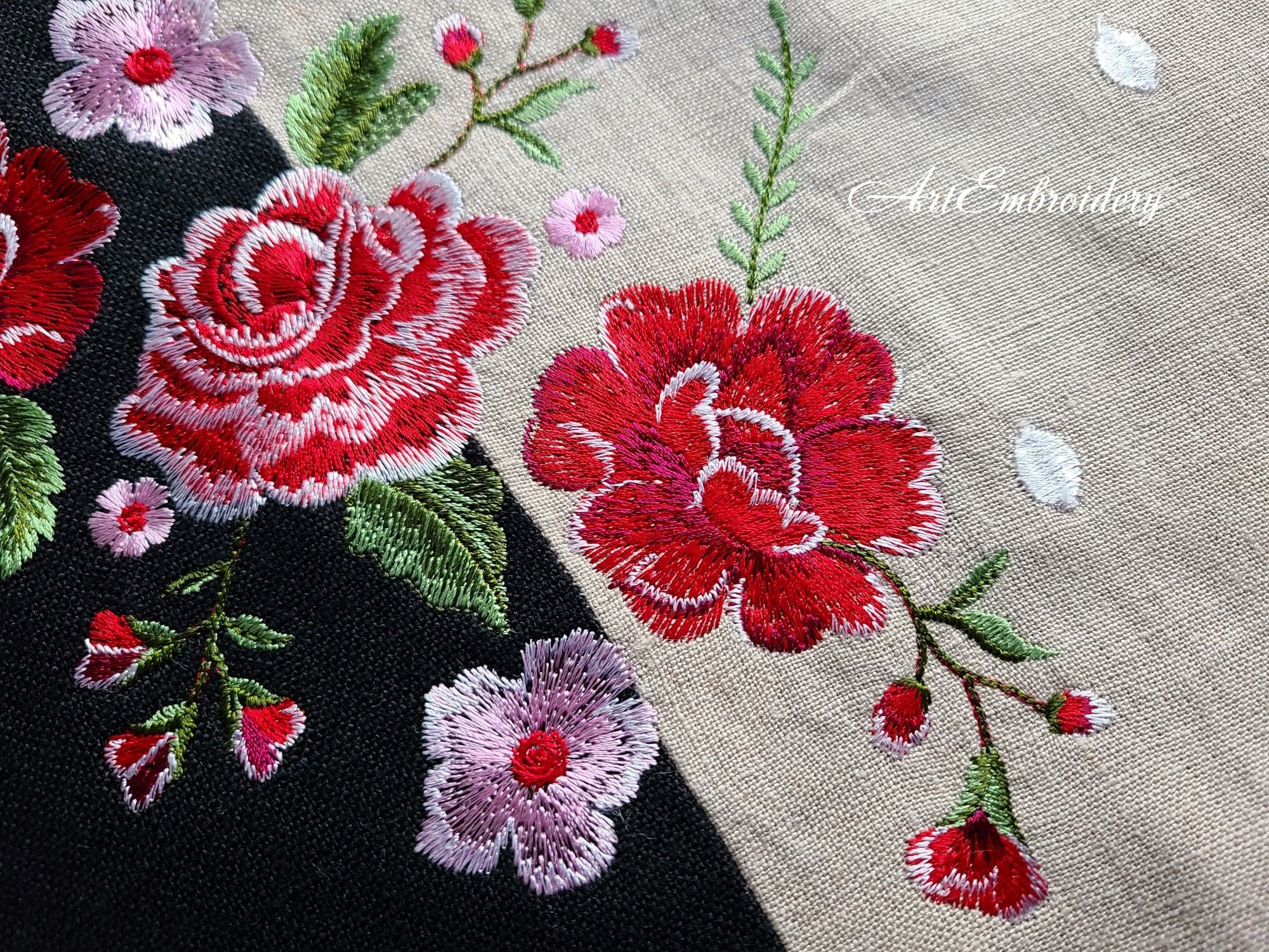 Romantic Red Roses Machine Embroidery Flower Design in 2 | Etsy