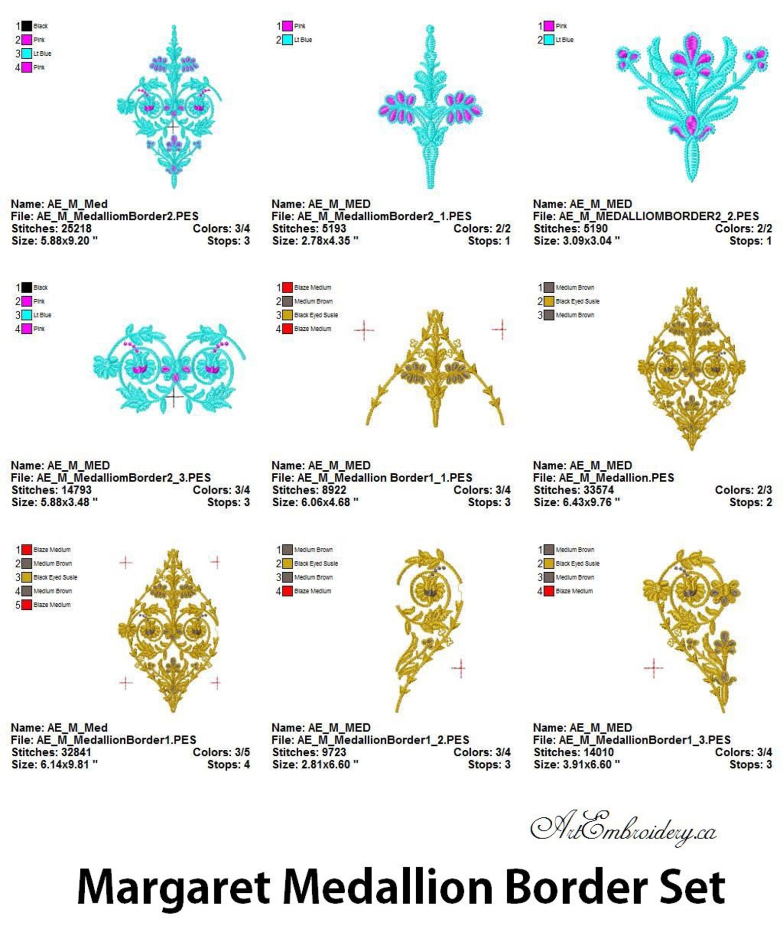 Margaret Medallion Border - Embroidery Designs Set for Renaissance ...