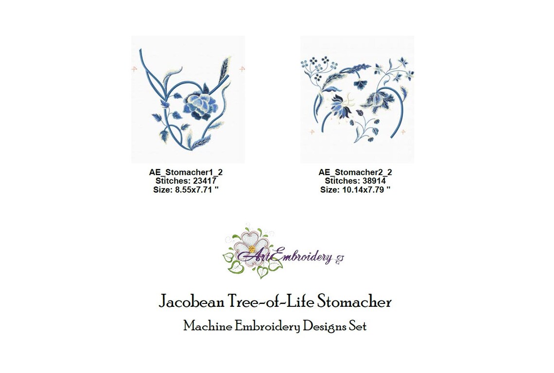 Jacobean Flowers Tree-of-life Stomacher Machine Embroidery - Etsy