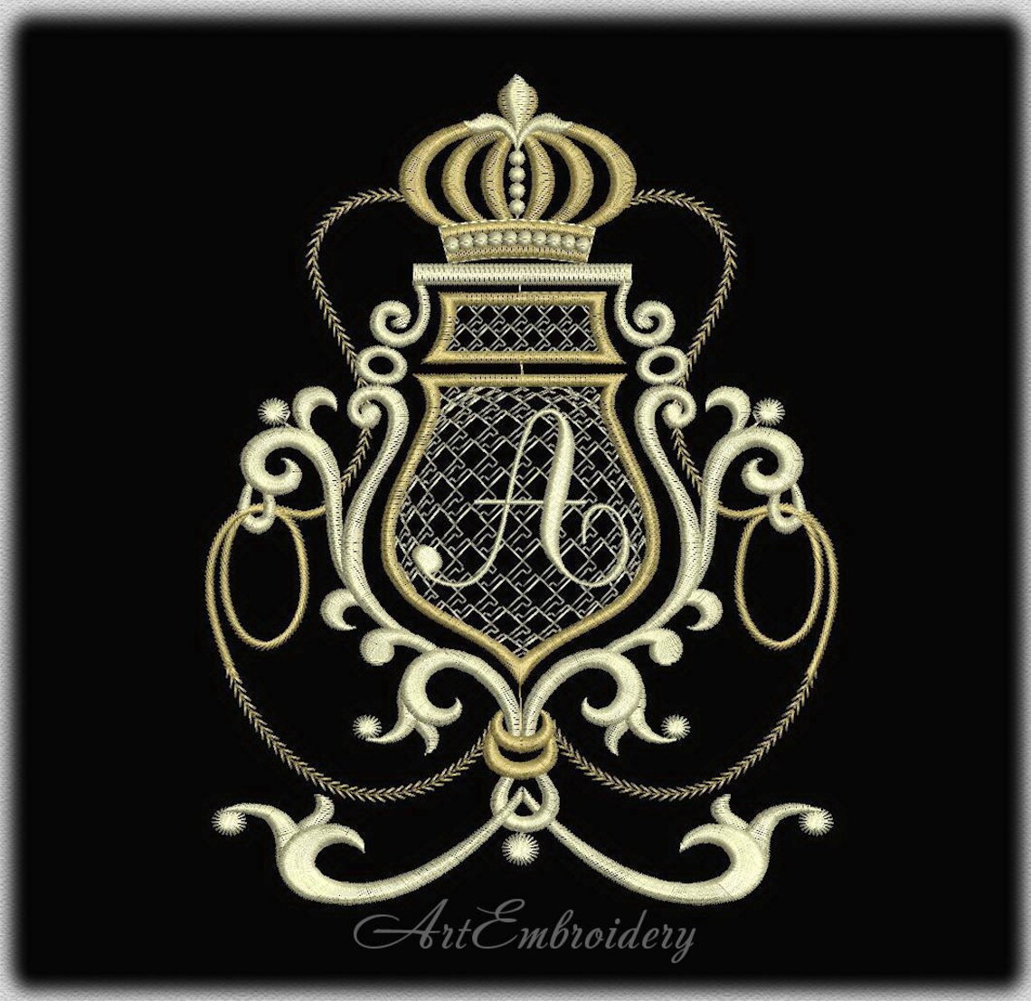 Curly Monogram Frame Machine Embroidery Design in four sizes | Etsy