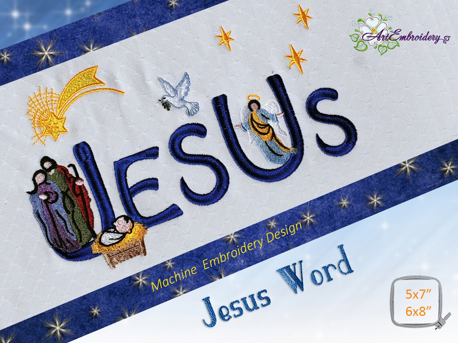 Jesus Word Art Machine Embroidery Design in Two Sizes for - Etsy Canada