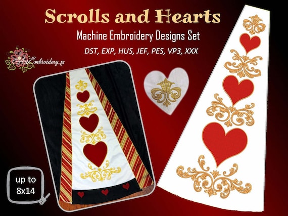 Scrolls and Hearts Machine Embroidery Designs Set Includes 4 - Etsy