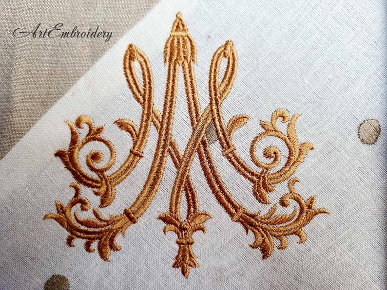 Marie Antoinette Monogram: MA Initials Machine Embroidery Design ...