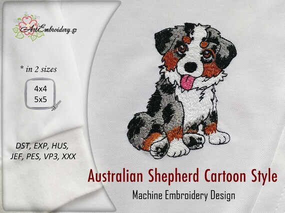 Australian Shepherd Machine Embroidery Animal Dog Design in | Etsy