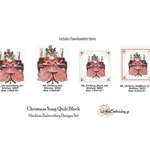Christmas Song - Machine Embroidery Quilt Block, Applique Patch and ...