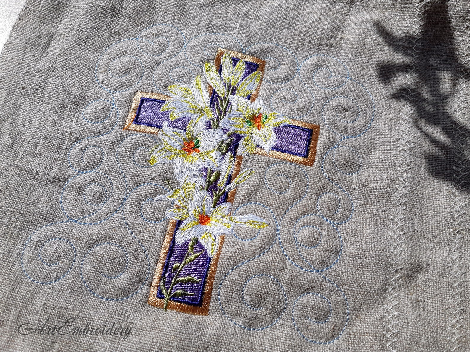 Easter Lily Cross: Machine Embroidery Design Set (up to 8x8) - Etsy