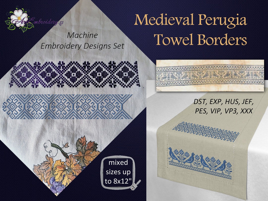 Medieval Perugia Towel Borders: Machine Embroidery Designs (4x4 to 8x12 ...