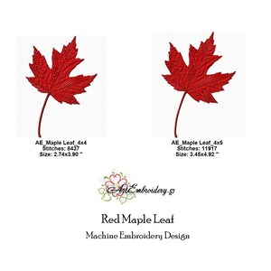 Red Maple Leaf Machine Embroidery Design (4x4, 4x5) (digital Download ...