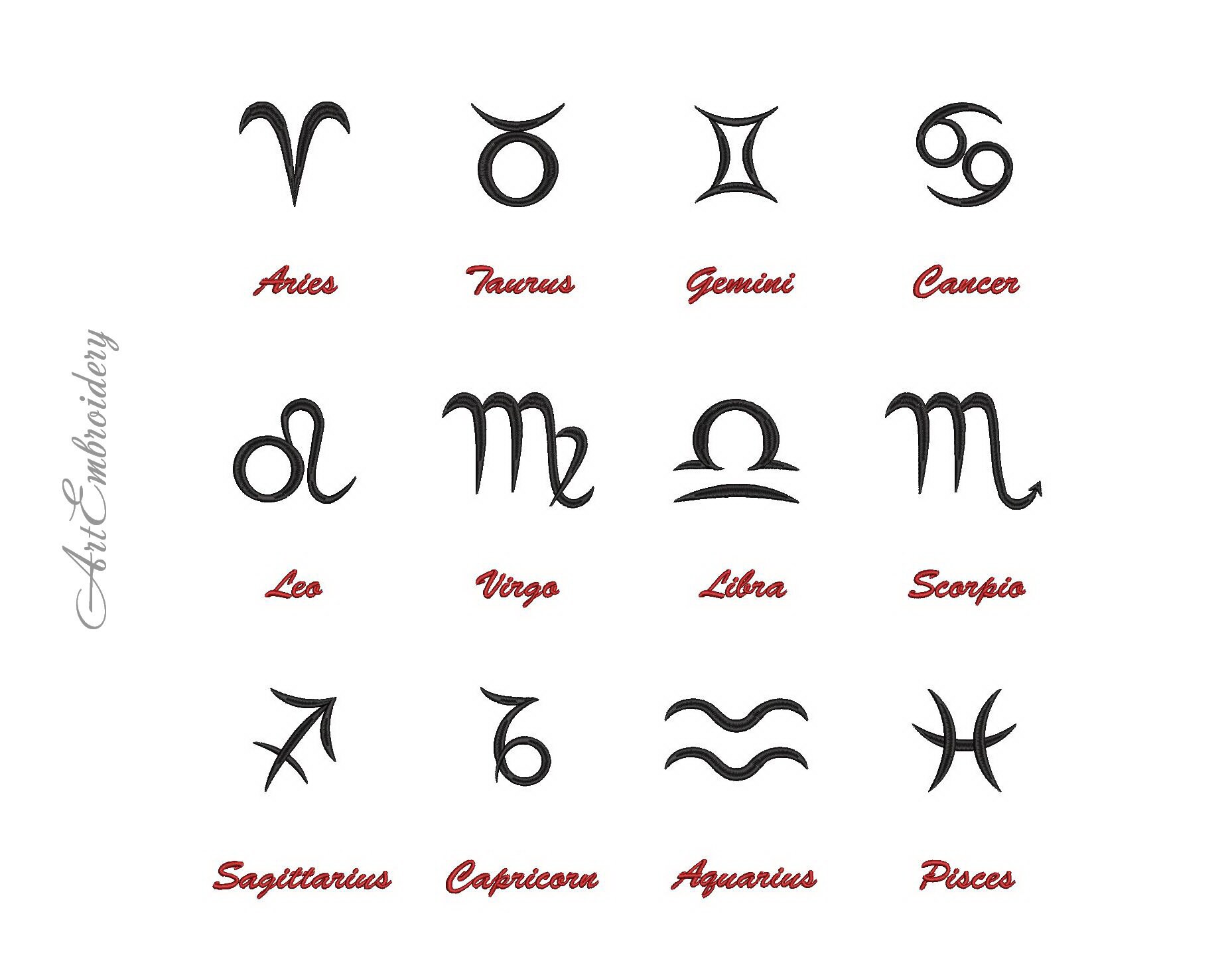 Horoscope Zodiac Signs in 3 sizes and words of zodiac signs | Etsy