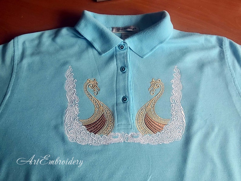 Viking Dragon Machine Embroidery Design: Celtic Norse Boat (8x10 ...