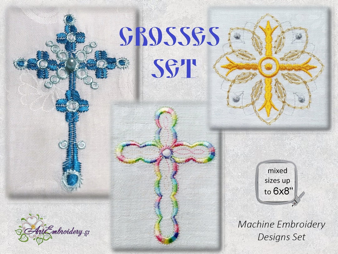 Crosses Set 3- Four Machine Embroidery Designs in Three-five Sizes for ...
