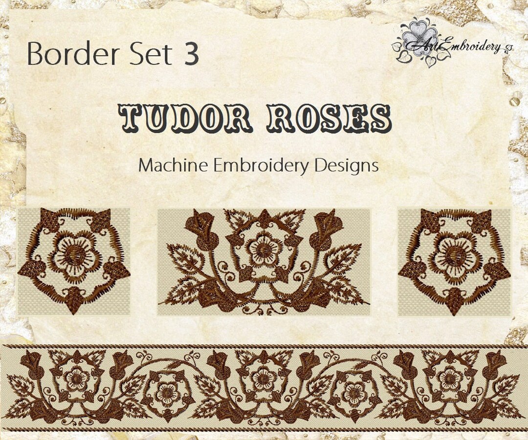 Tudor Roses Border Set 3 - Machine Embroidery Designs - Etsy