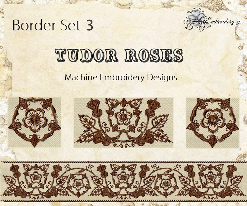 Tudor Roses Border Set 3 - Machine Embroidery Designs - Etsy