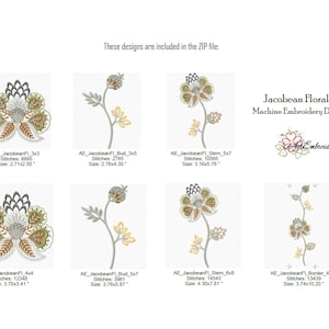 Jacobean Floral Vine - Machine Embroidery Designs Set in 2 Sizes for Hoop 5x7" and 6x8". - Etsy