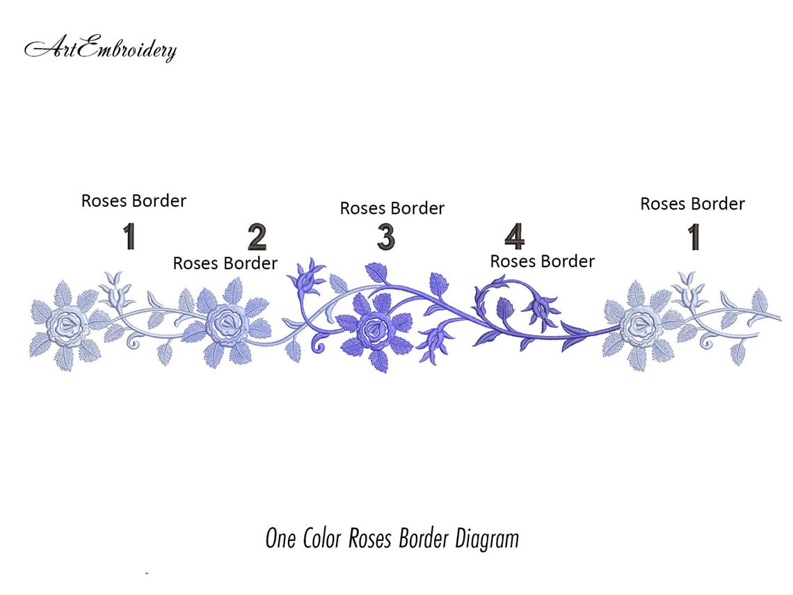 One Color Roses Border Machine Embroidery Designs Set for | Etsy