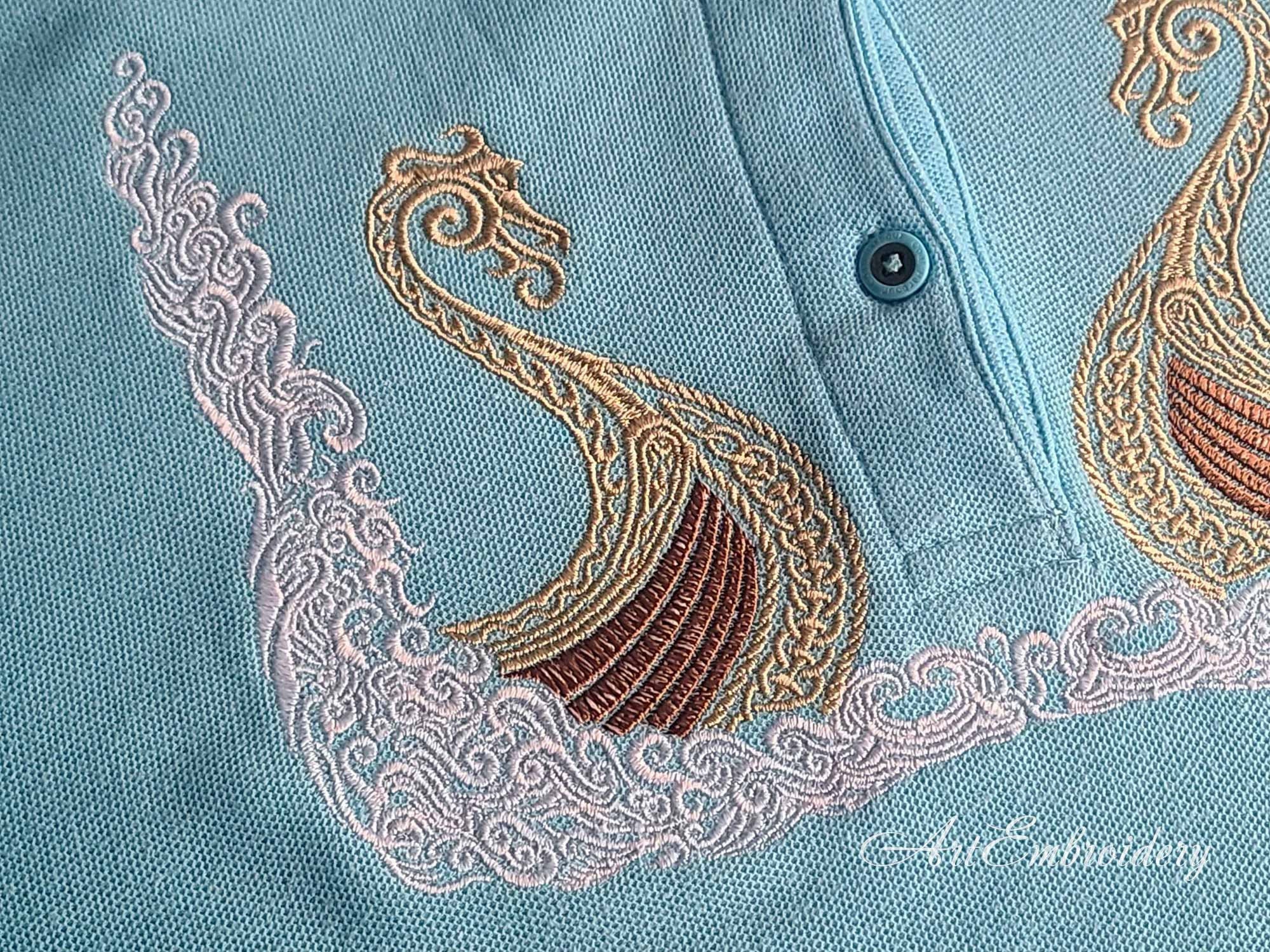Viking Dragon Machine Embroidery Design: Celtic Norse Boat (8x10 ...