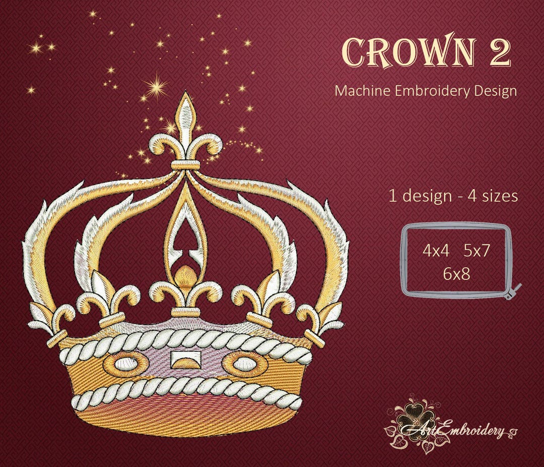 Crown II - Royal Crown, Heraldic Machine Embroidery Design in Four ...