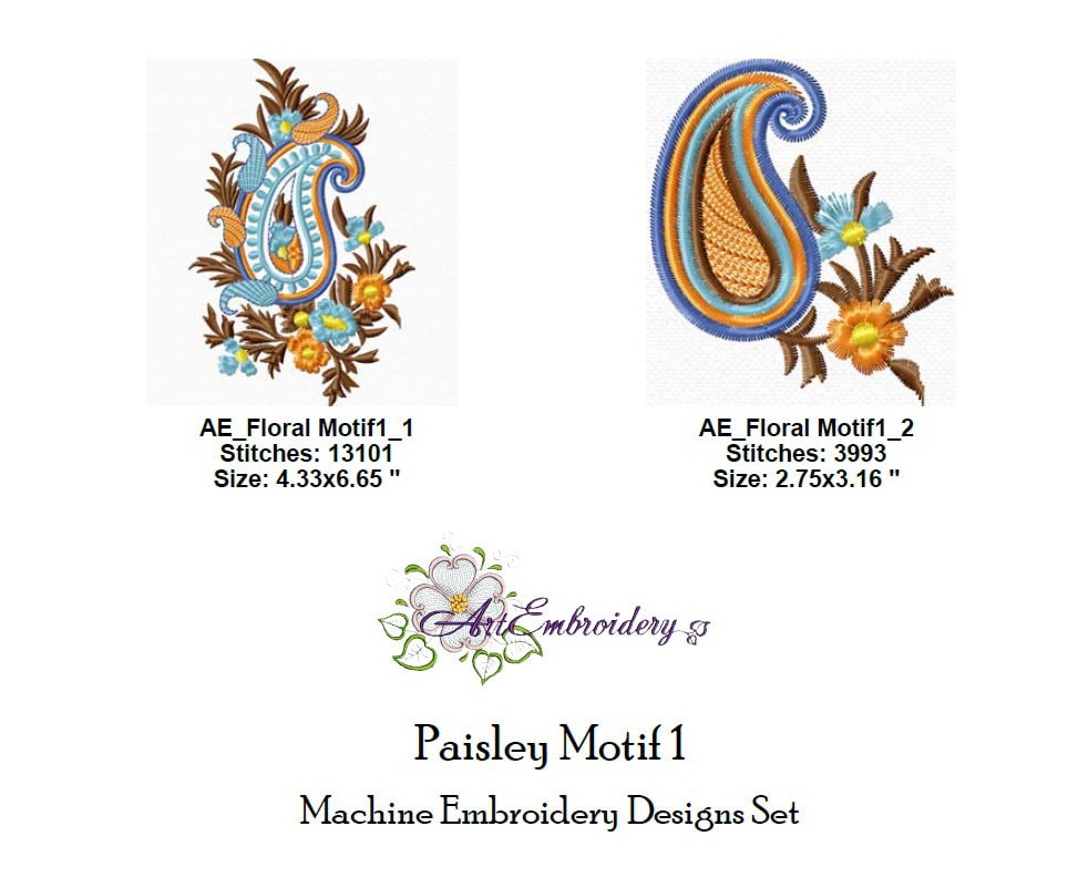 Paisley Motif 1 - Machine Embroidery Designs Set for Hoop 5x7" - Etsy