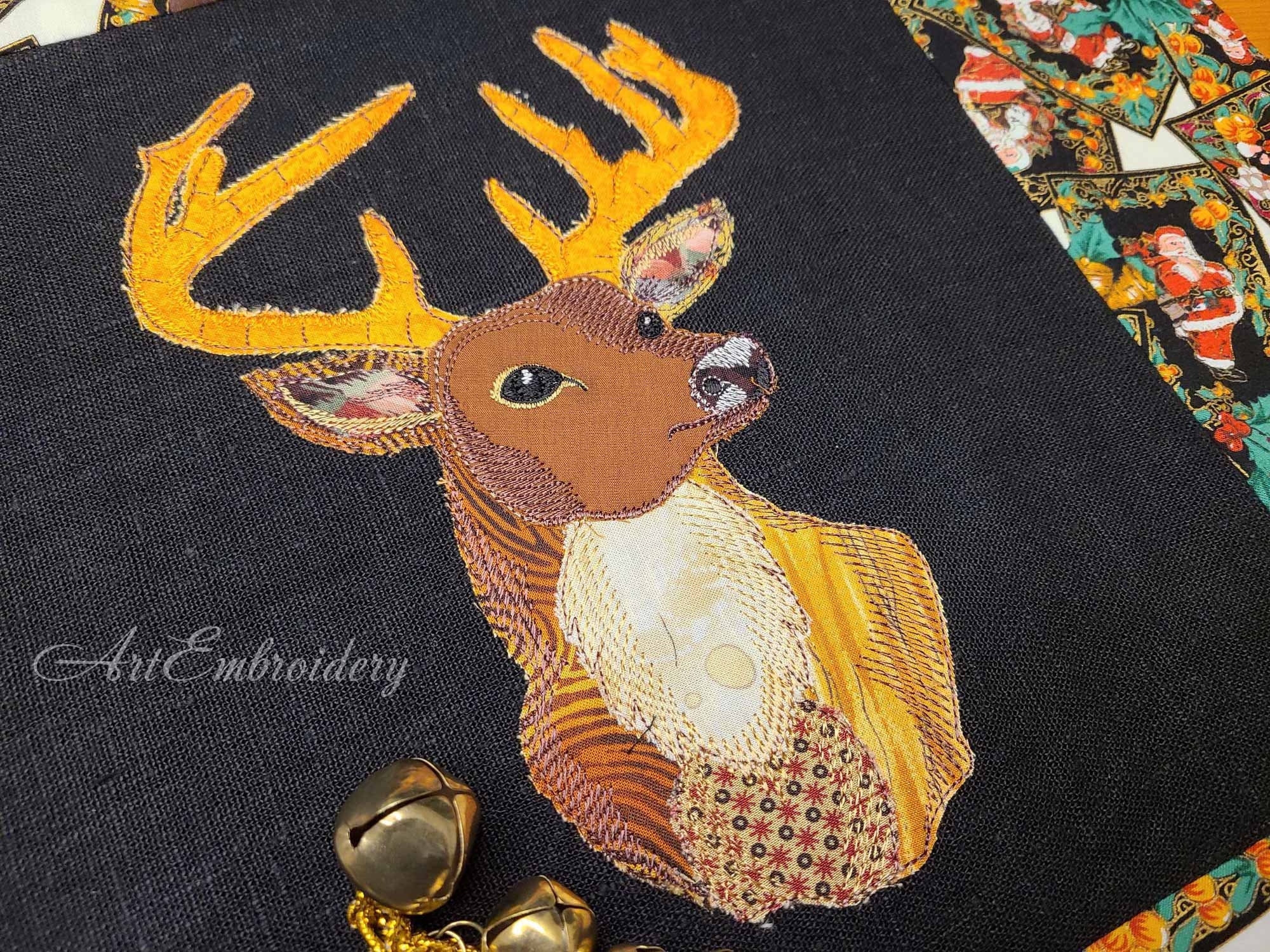 Deer Machine Embroidery Raw Edge Applique Design in 3 Sizes | Etsy