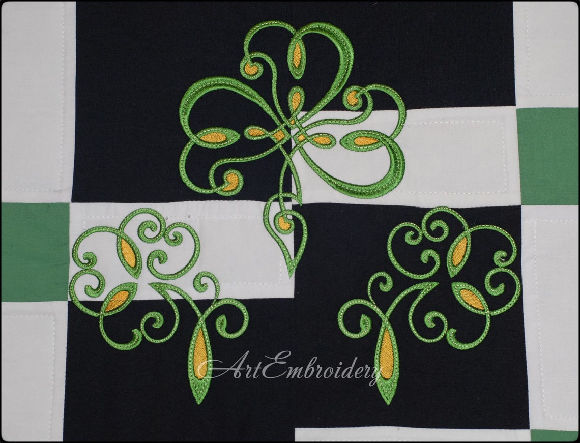 Shamrock 6-7 Set of Machine Embroidery Leavesdesigns in Celtic / Irish ...