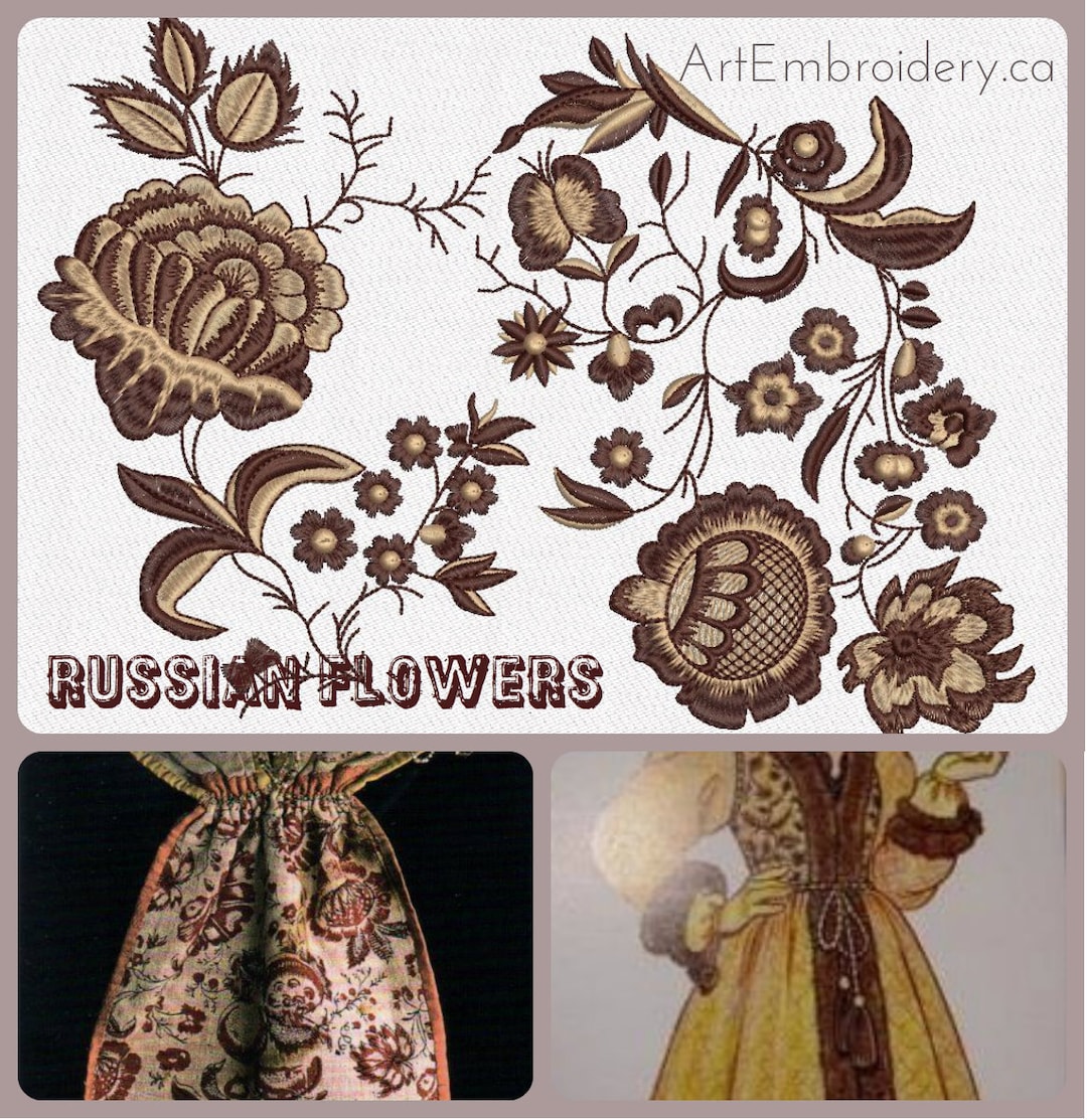 Flowers for Russian Costume - Machine Embroidery Designs Set for Hoops ...